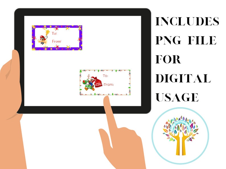 Super Mario Printable Christmas Labels Digital Gift Tags (INSTANT ...