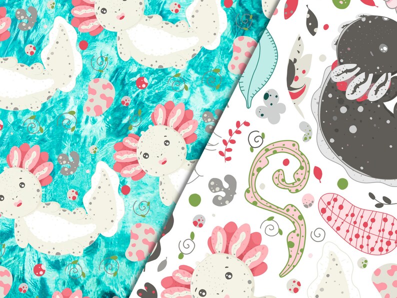 AXOLOTL Pattern Digital Paper Pack-12"x 12" INSTANT Download-digital ...