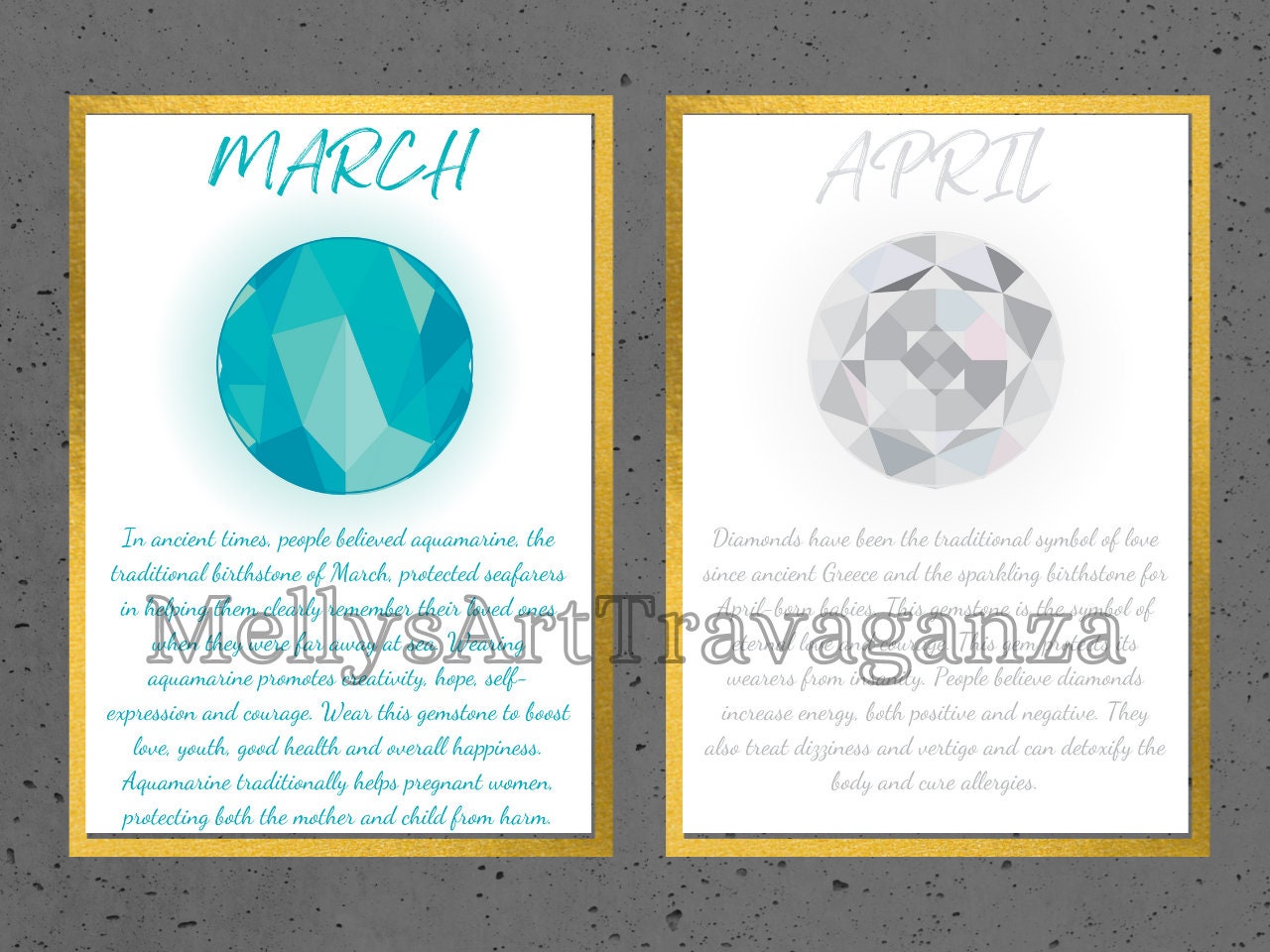 Birthstone Printable Wall Art With Birthstone Color and A Description ...