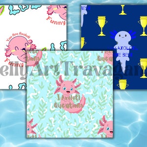 12 Cute Axolotl Digital Paper Pack Pattern With Quote: INSTANT Download ...