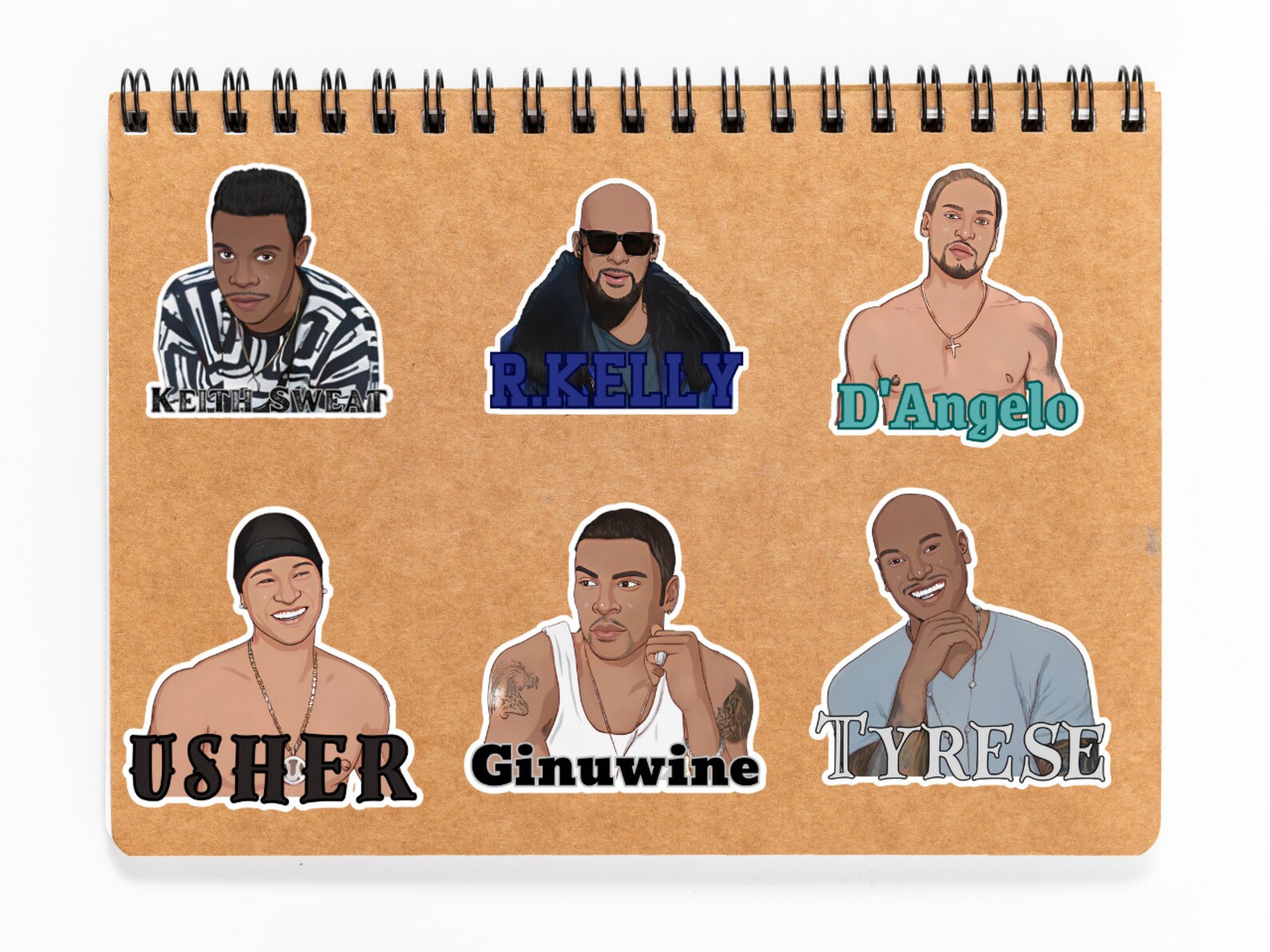 90's R&B Printable Sticker Set of Some of the Most Popular Artists From ...