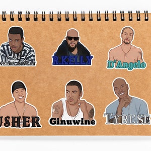 90's R&B Printable Sticker Set of Some of the Most Popular Artists From ...