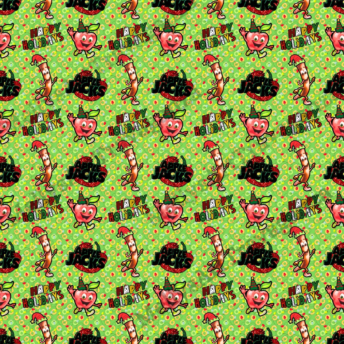 Apple Jacks Cereal Theme Mascots Holiday Seamless Christmas Surface ...