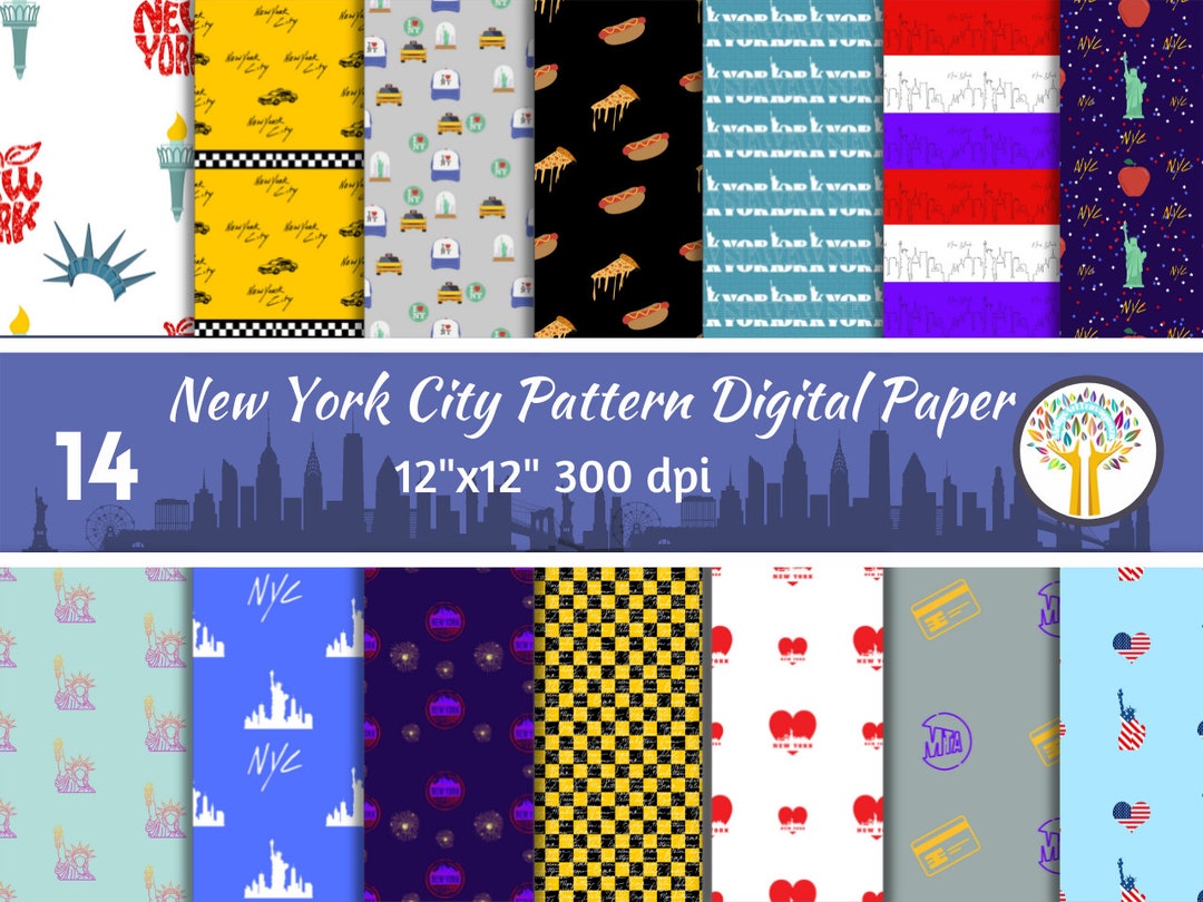 New York City Pattern Digital Paper INSTANT DOWNLOAD Set of 14 Unique ...