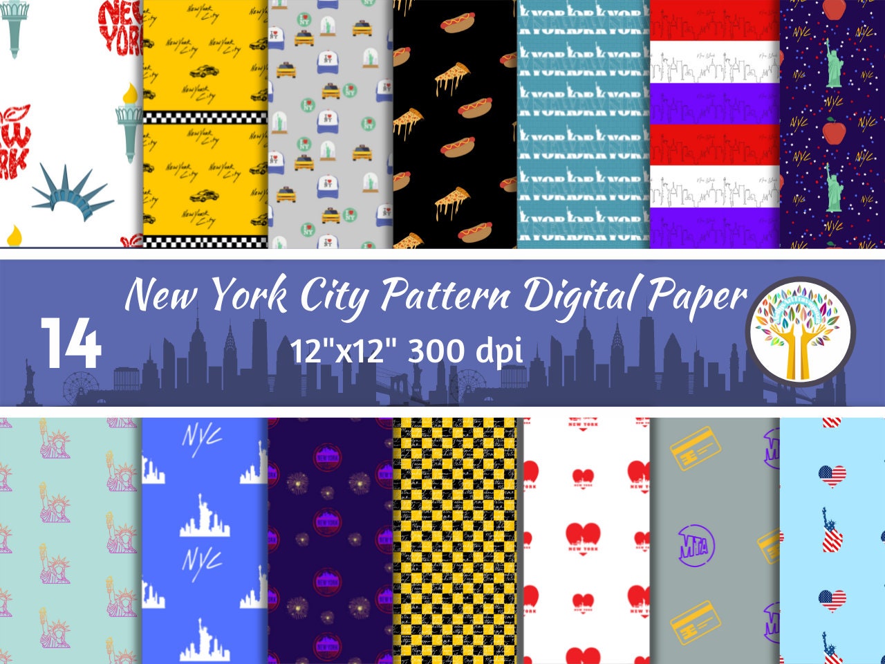 New York City Pattern Digital Paper INSTANT DOWNLOAD Set of 14 Unique ...