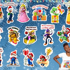 Mario Bro Printable Stickers and PNG Clip Art Bundle Holiday Designs ...