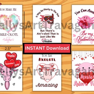 Printable Axolotl Valentine's Day Cards, Valentine's Day Cards for Kids ...