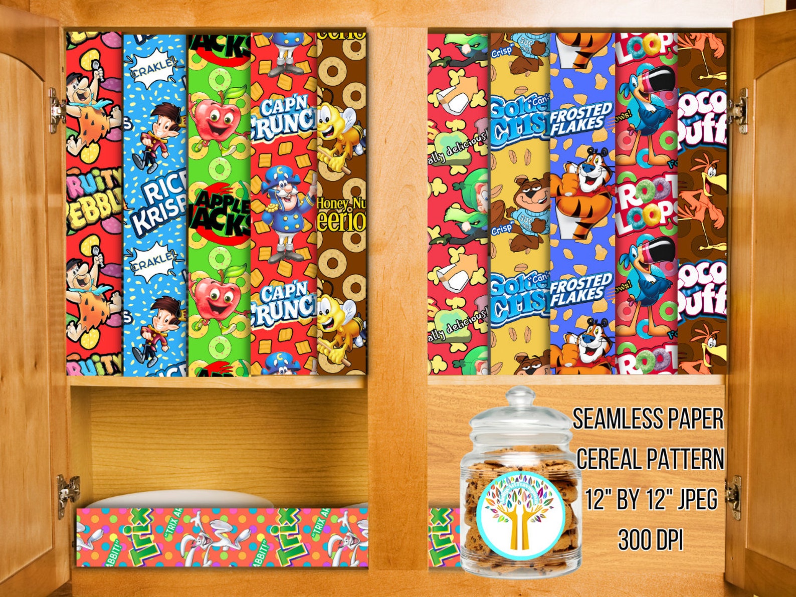 Printable Seamless Cereal Design Paper Pattern Digital Print INSTANT ...