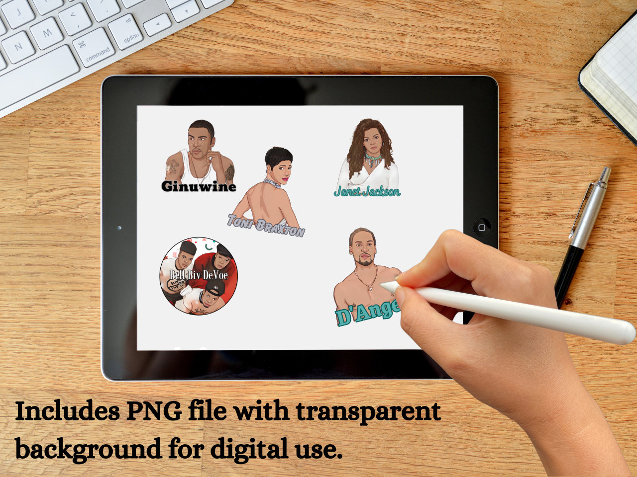 90's R&B Printable Sticker Set of Some of the Most Popular Artists From ...