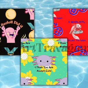 12 Cute Axolotl Digital Paper Pack Pattern With Quote: INSTANT Download ...