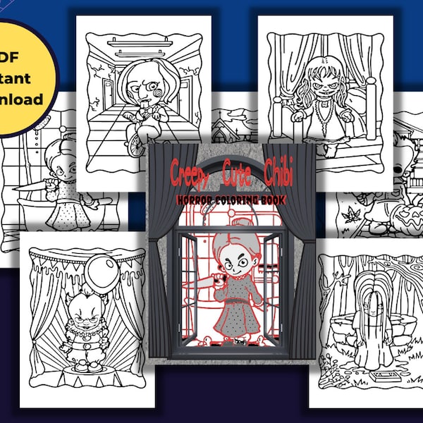 Printable Chibi Horror Coloring Page - Etsy