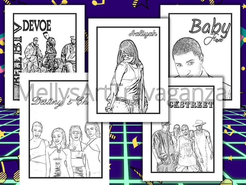 UPDATED: 90s R&B Printable Coloring Book-35 Unique Pages-instant ...