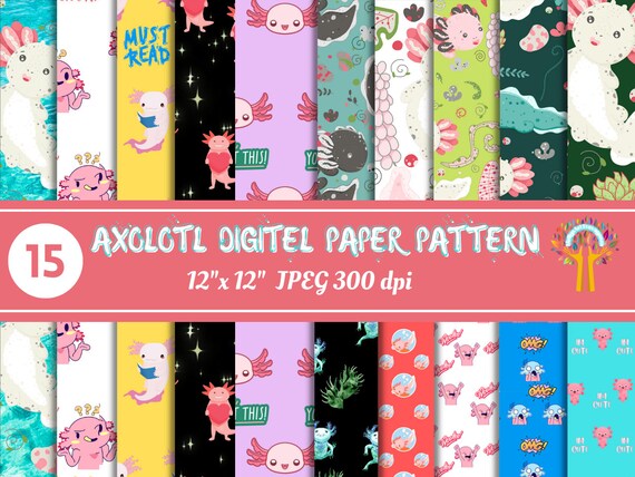 AXOLOTL Pattern Digital Paper Pack-12x 12 INSTANT - Etsy
