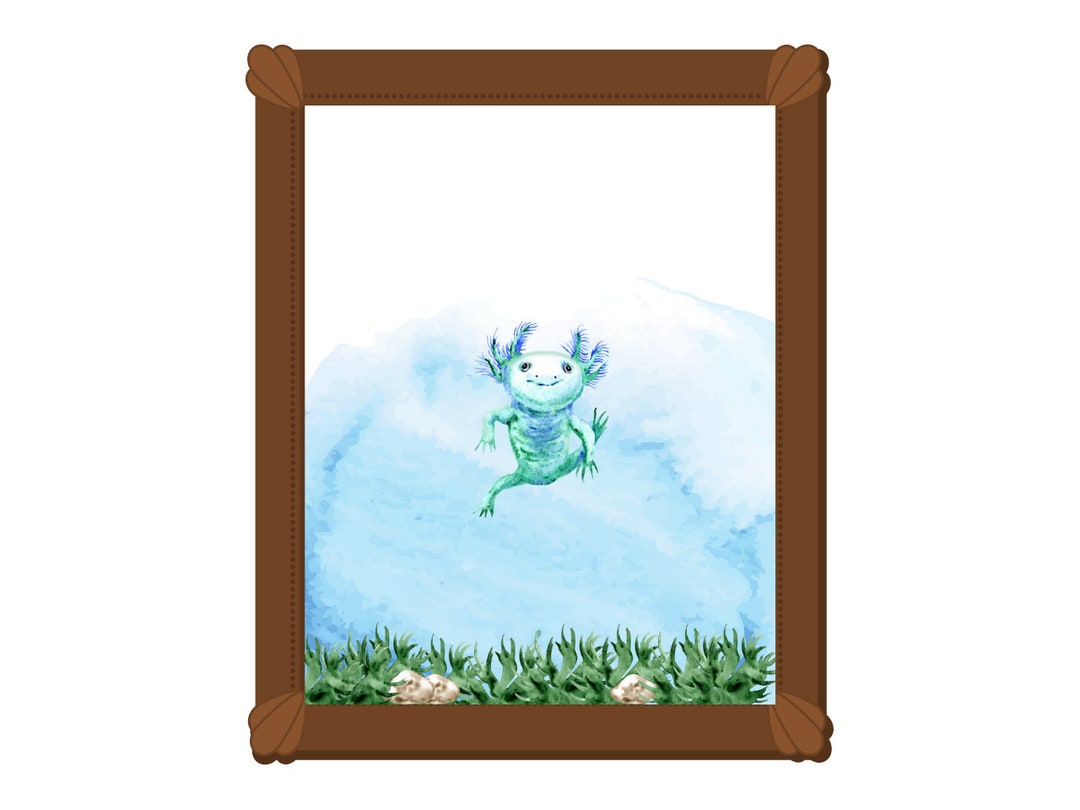 Cute Axolotl Watercolor Art Print,axolotl Theme Art,axolotl Artwork ...