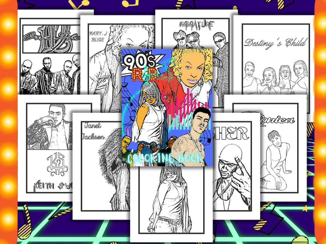 UPDATED: 90s R&B Printable Coloring Book-35 Unique Pages-instant ...