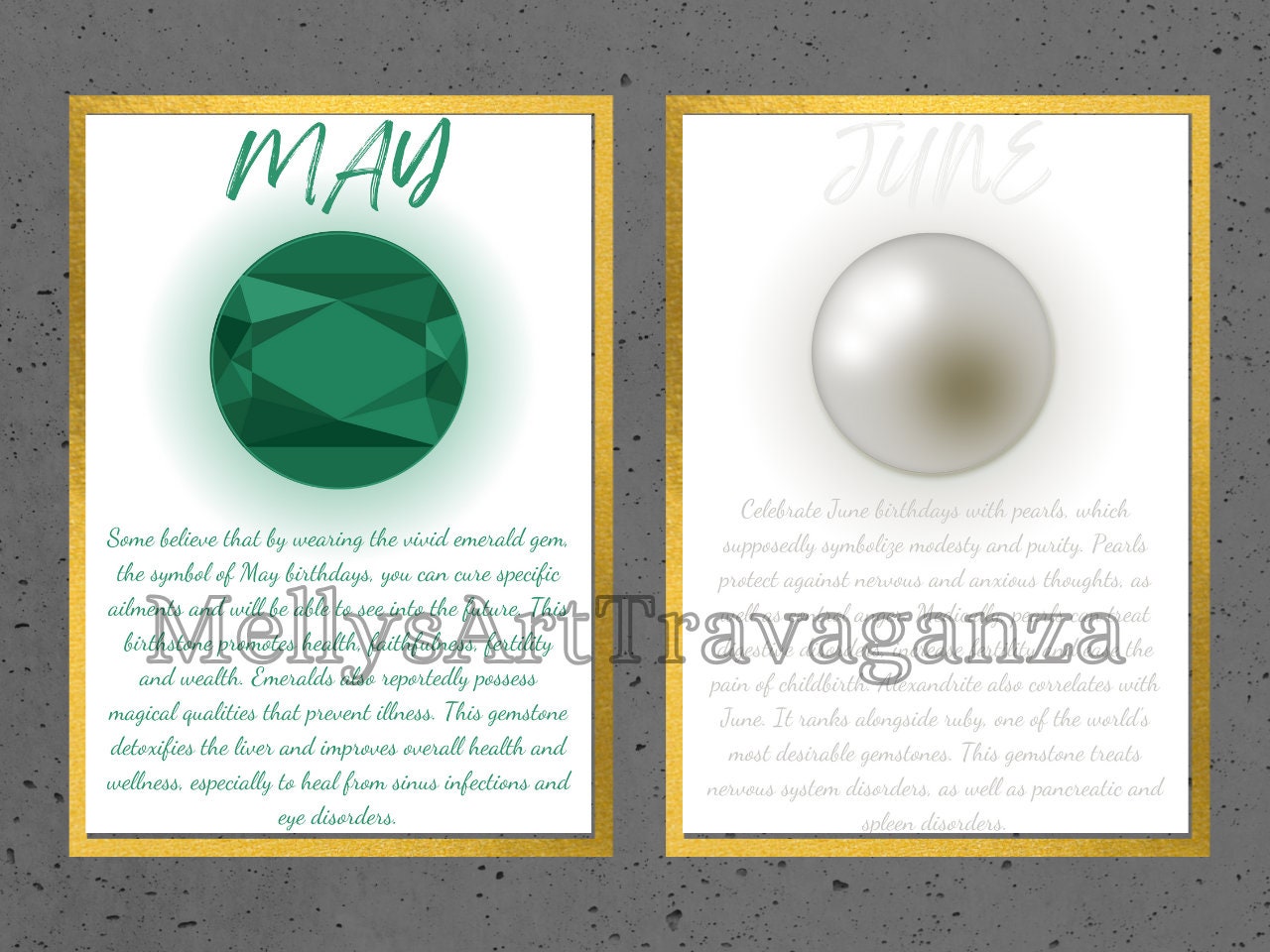 Birthstone Printable Wall Art With Birthstone Color and A Description ...