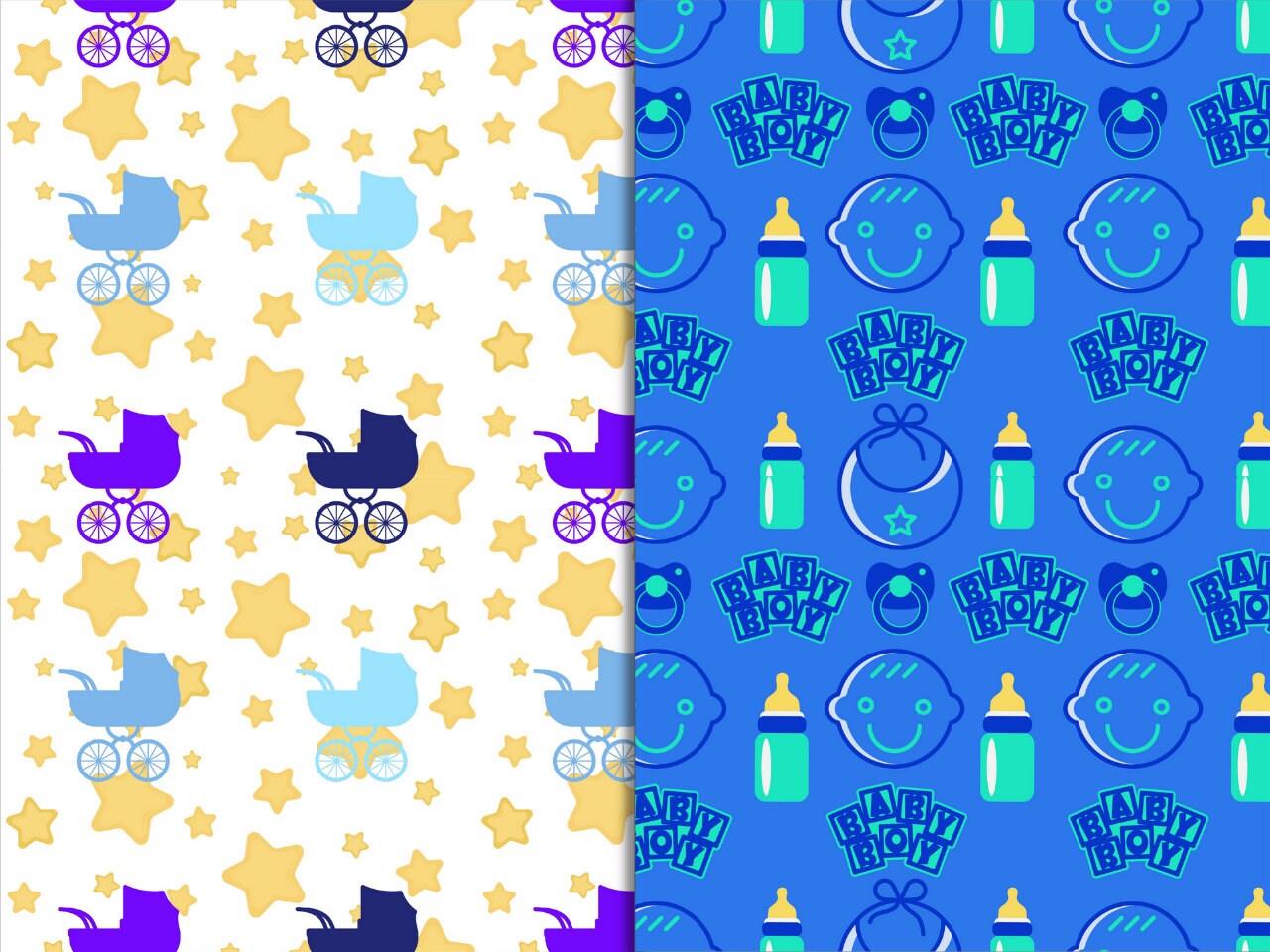 Baby Boy Digital Paper Pattern Pack Set of 12 - Unique Patterns for ...