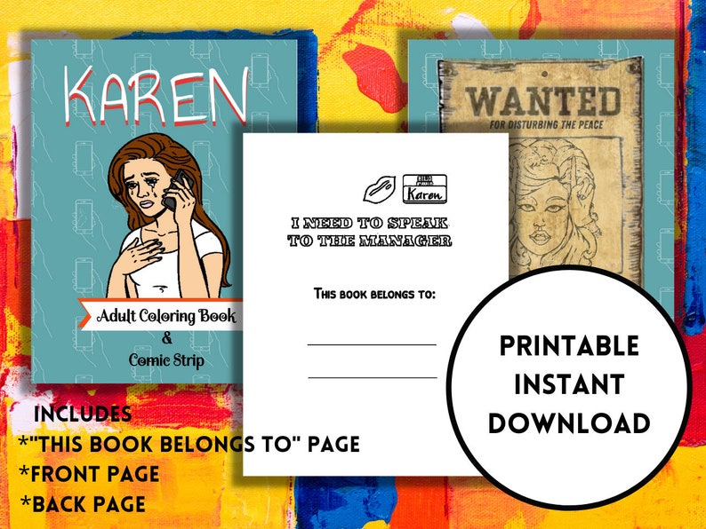 Karen Coloring Book and Comic,instant Download Digital Print Funny ...