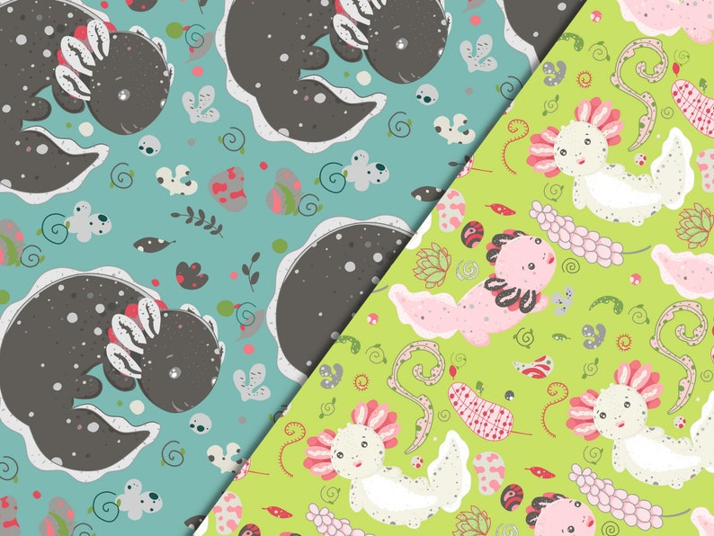 AXOLOTL Pattern Digital Paper Pack-12"x 12" INSTANT Download-digital ...