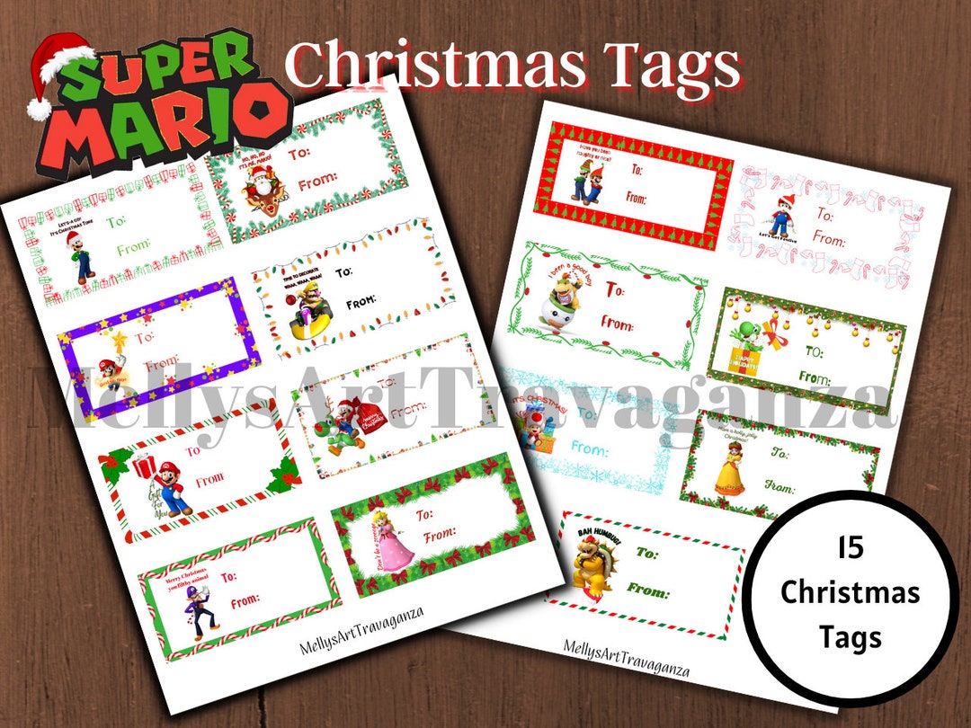 Super Mario Printable Christmas Labels Digital Gift Tags (INSTANT ...
