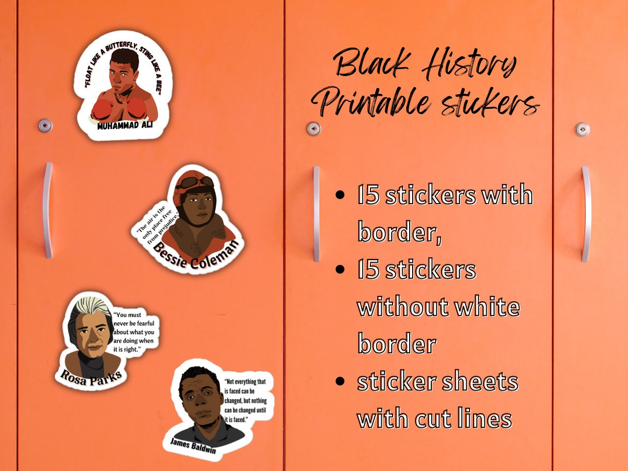 Black History Printable Stickers 15 Digital Stickers of Civil Rights ...