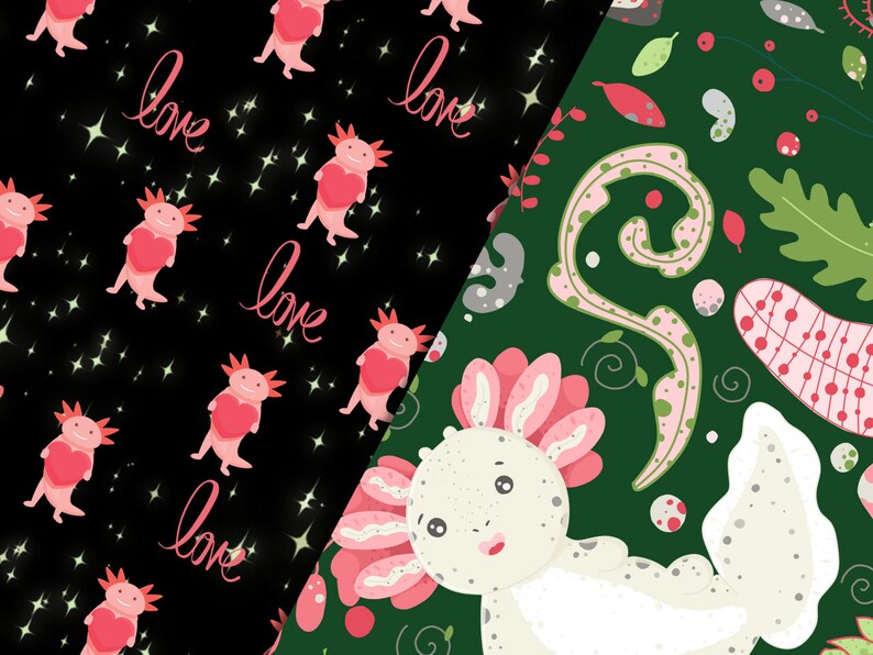 AXOLOTL Pattern Digital Paper Pack-12"x 12" INSTANT Download-digital ...