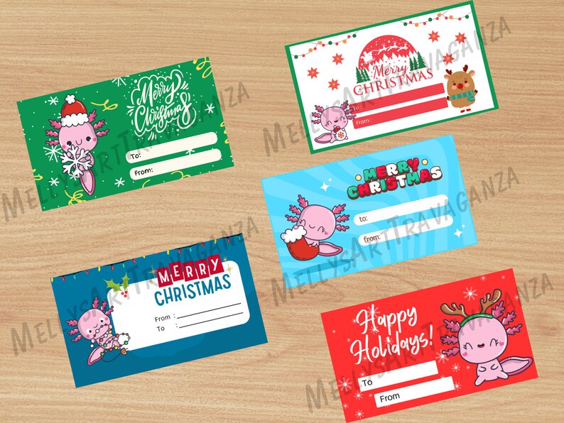 Axolotl Christmas Gift Labels : 21 Gift Tags With Vibrant Colors and ...