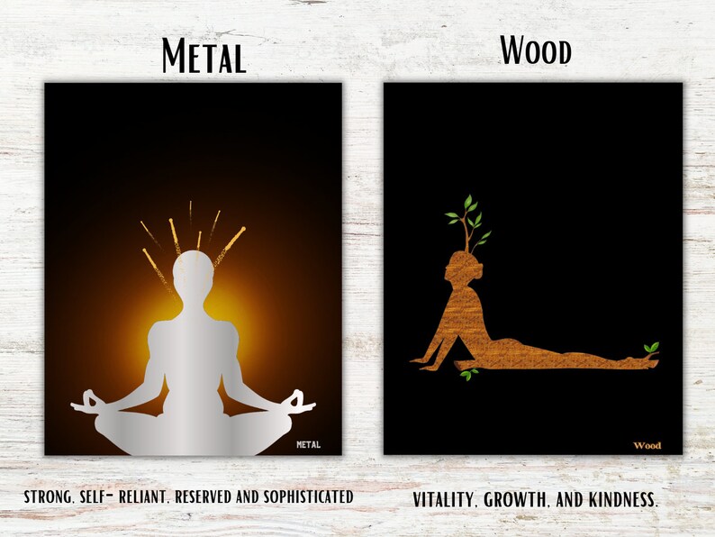 The Five Elements of Life Printable Wall Art Set of 5 Yoga Poses-the ...