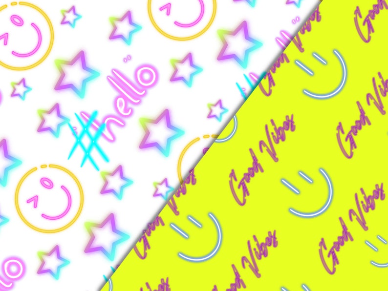 NEON Design Digital Paper Patterns Set of 20 Digital Prints Neon ...