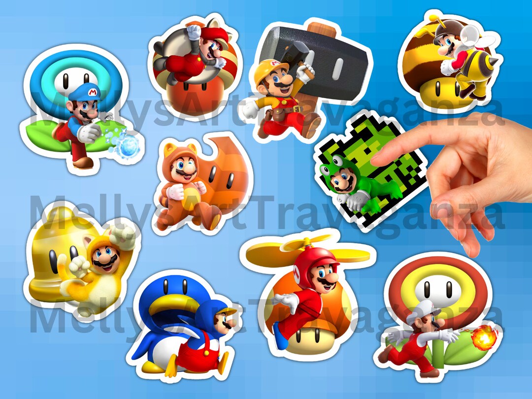 Super Mario Power up Printable Stickers INSTANT Download Set or 10 ...