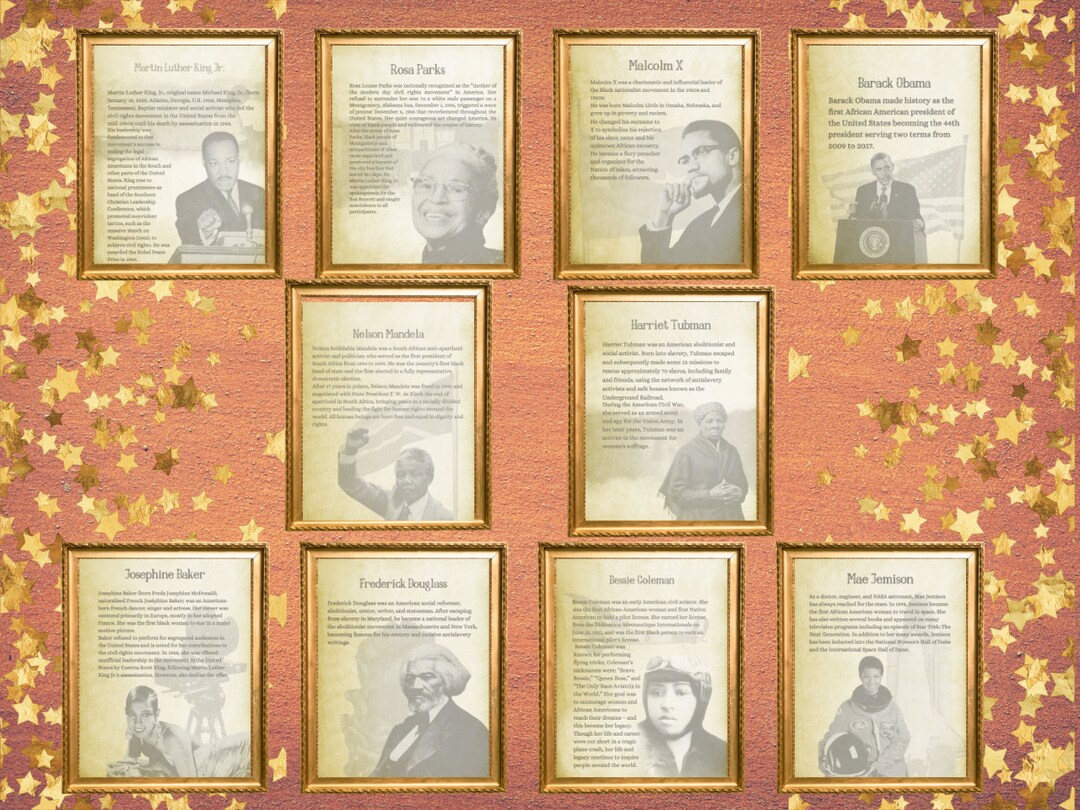 Black Civil Rights Leaders Printable Vintage Wall Art Set of 10- Black ...
