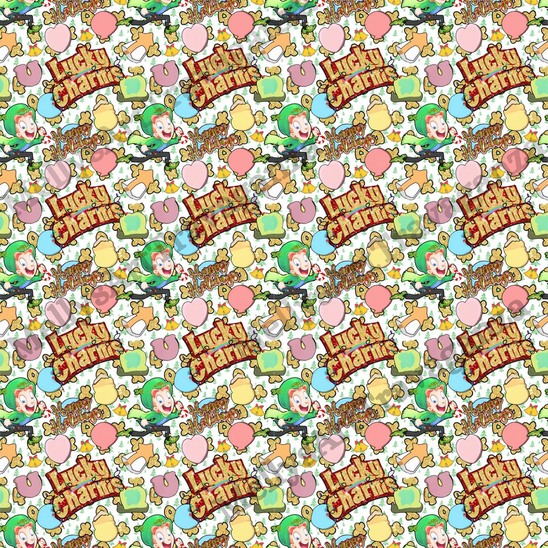 Lucky Charms Cereal Theme Holiday Seamless Christmas Surface Pattern ...