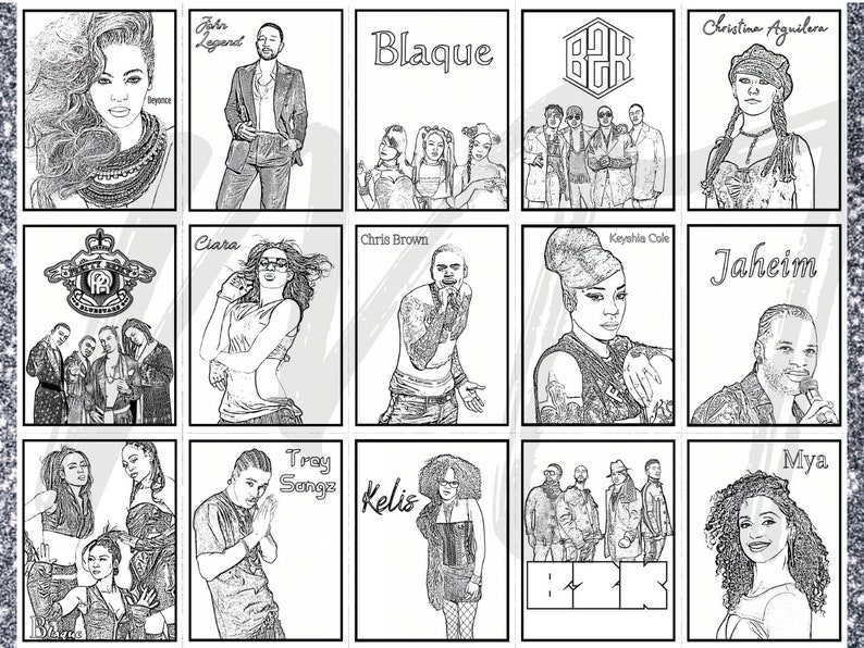 R&B the Early 2000s: A Coloring Book for Adults 44 Pages- Popular ...