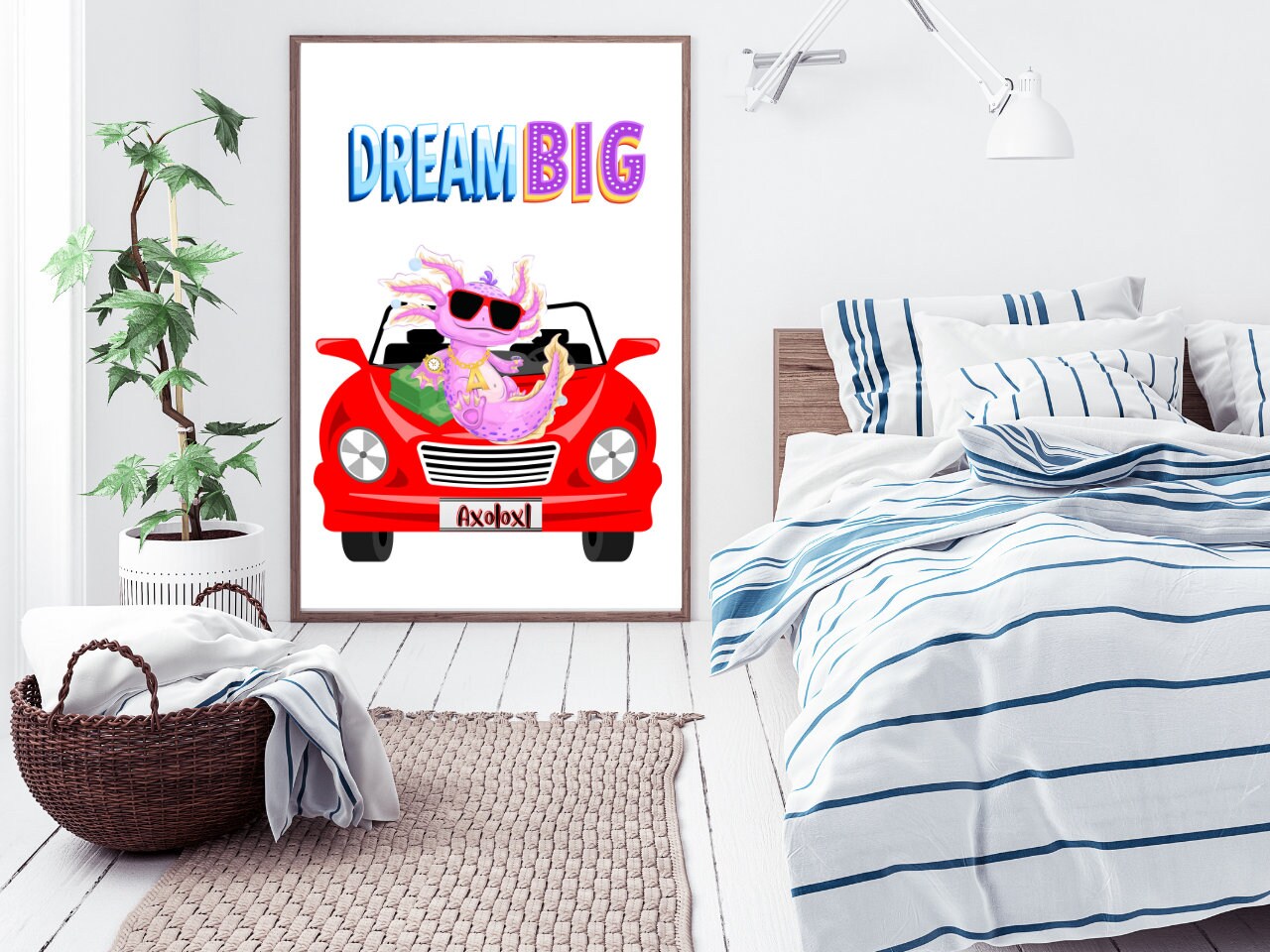 Axolotl "dream Big" Inspirational Printable Wall Art, Axolotl Poster ...