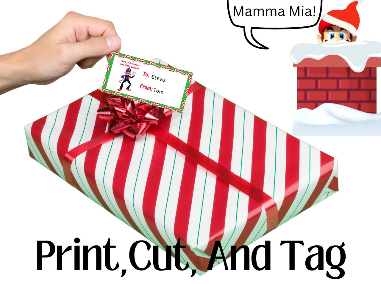 Super Mario Printable Christmas Labels Digital Gift Tags (INSTANT ...