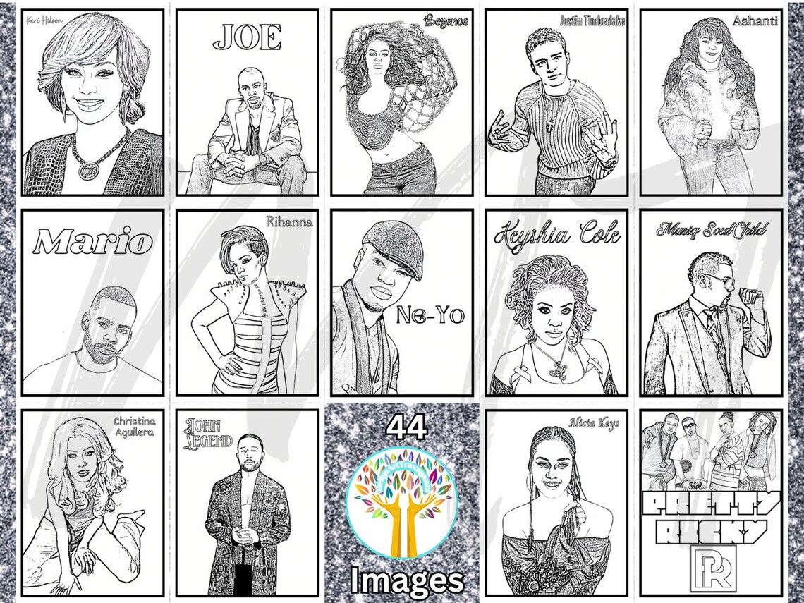 R&B the Early 2000s: A Coloring Book for Adults 44 Pages- Popular ...