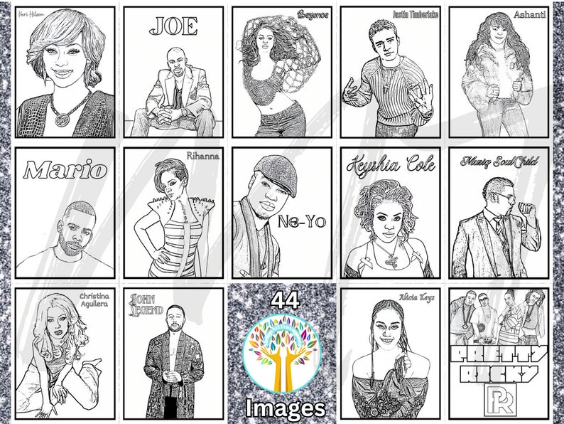 R&B the Early 2000s: A Coloring Book for Adults 44 Pages- Popular ...