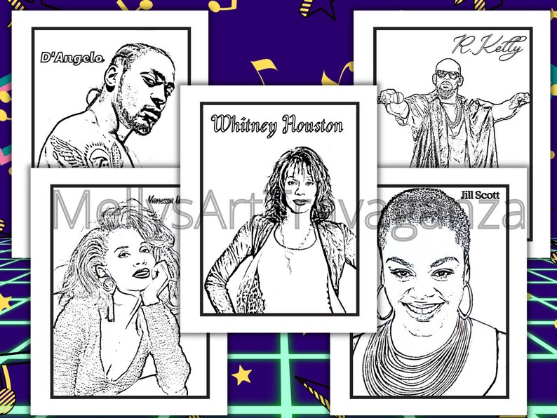 UPDATED: 90s R&B Printable Coloring Book-35 Unique Pages-instant ...