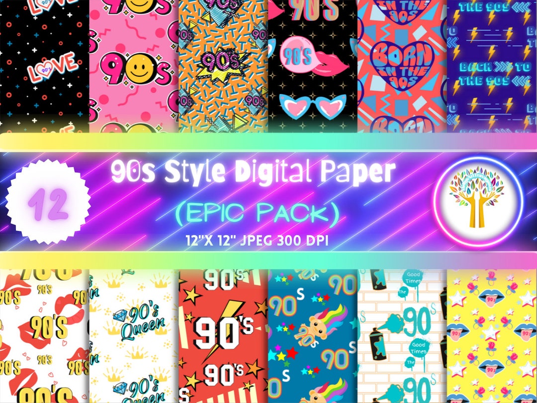 90s Style Digital Paper "epic Pack" 12"x 12" INSTANT Download-digital ...