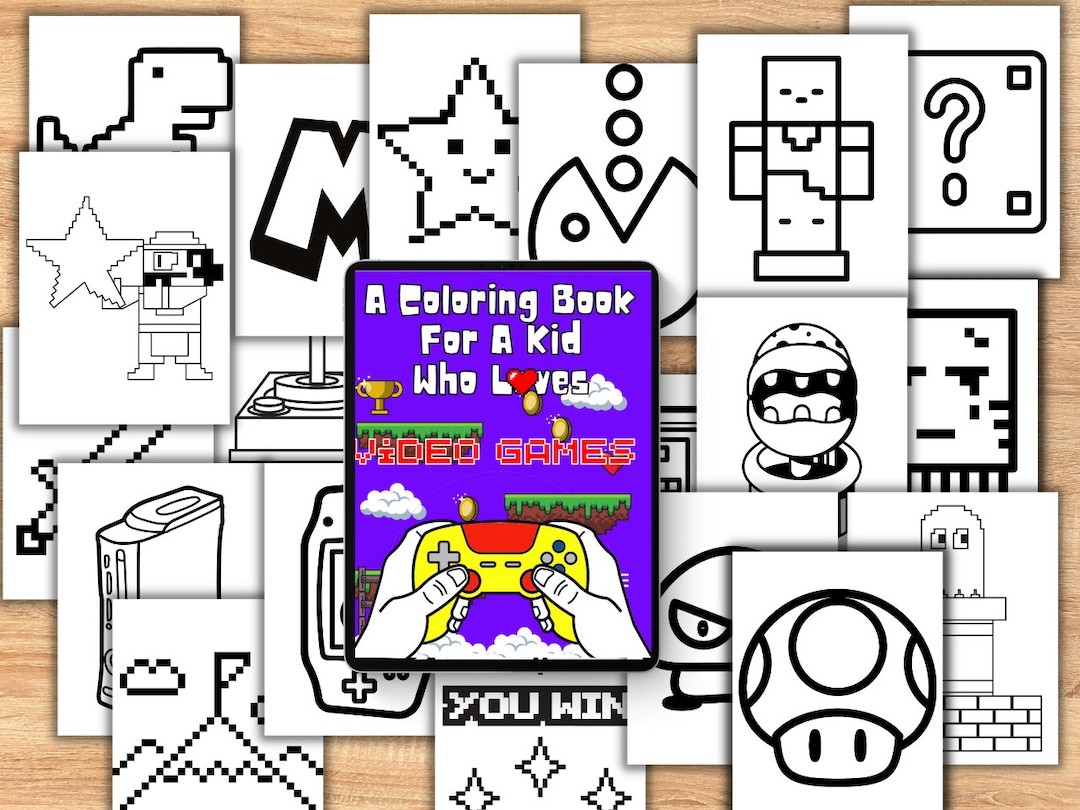A Digital Printable Coloring Book for a Kid Who Loves Video Games: A ...