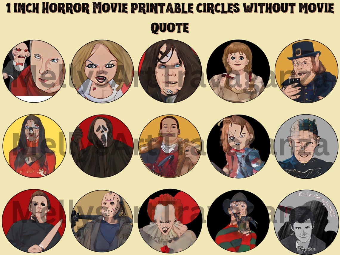 Horror Movie DIY Printable Craft Circles With Movie Quote - Etsy