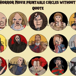 Horror Movie DIY Printable Craft Circles With Movie Quote - Etsy
