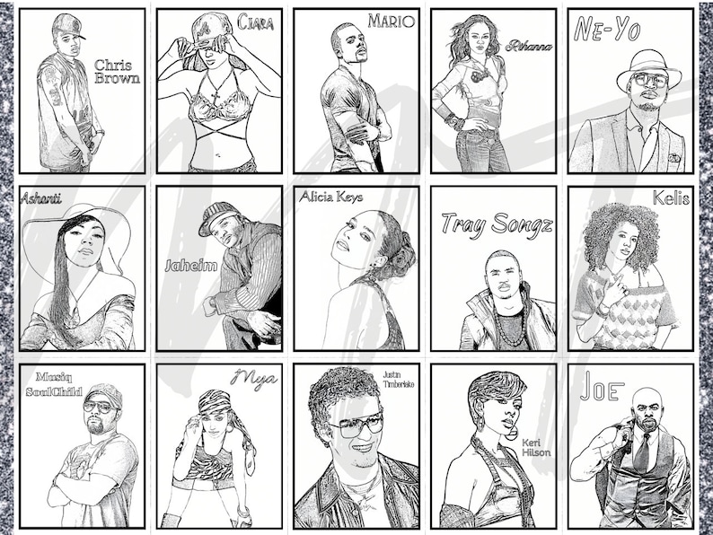 R&B the Early 2000s: A Coloring Book for Adults 44 Pages- Popular ...