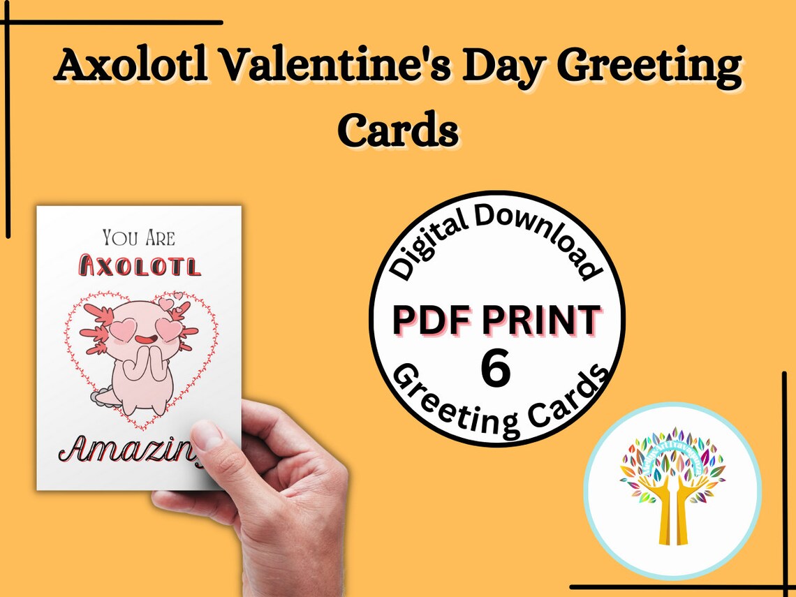 Printable Axolotl Valentine's Day Cards, Valentine's Day Cards for Kids ...