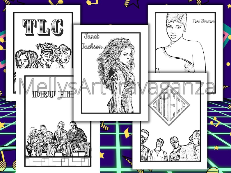 UPDATED: 90s R&B Printable Coloring Book-35 Unique Pages-instant ...