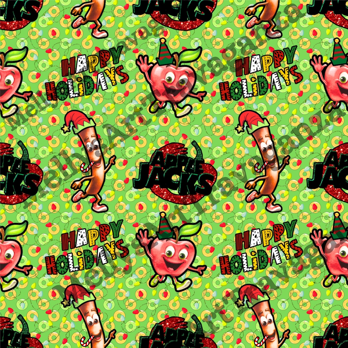Apple Jacks Cereal Theme Mascots Holiday Seamless Christmas Surface ...