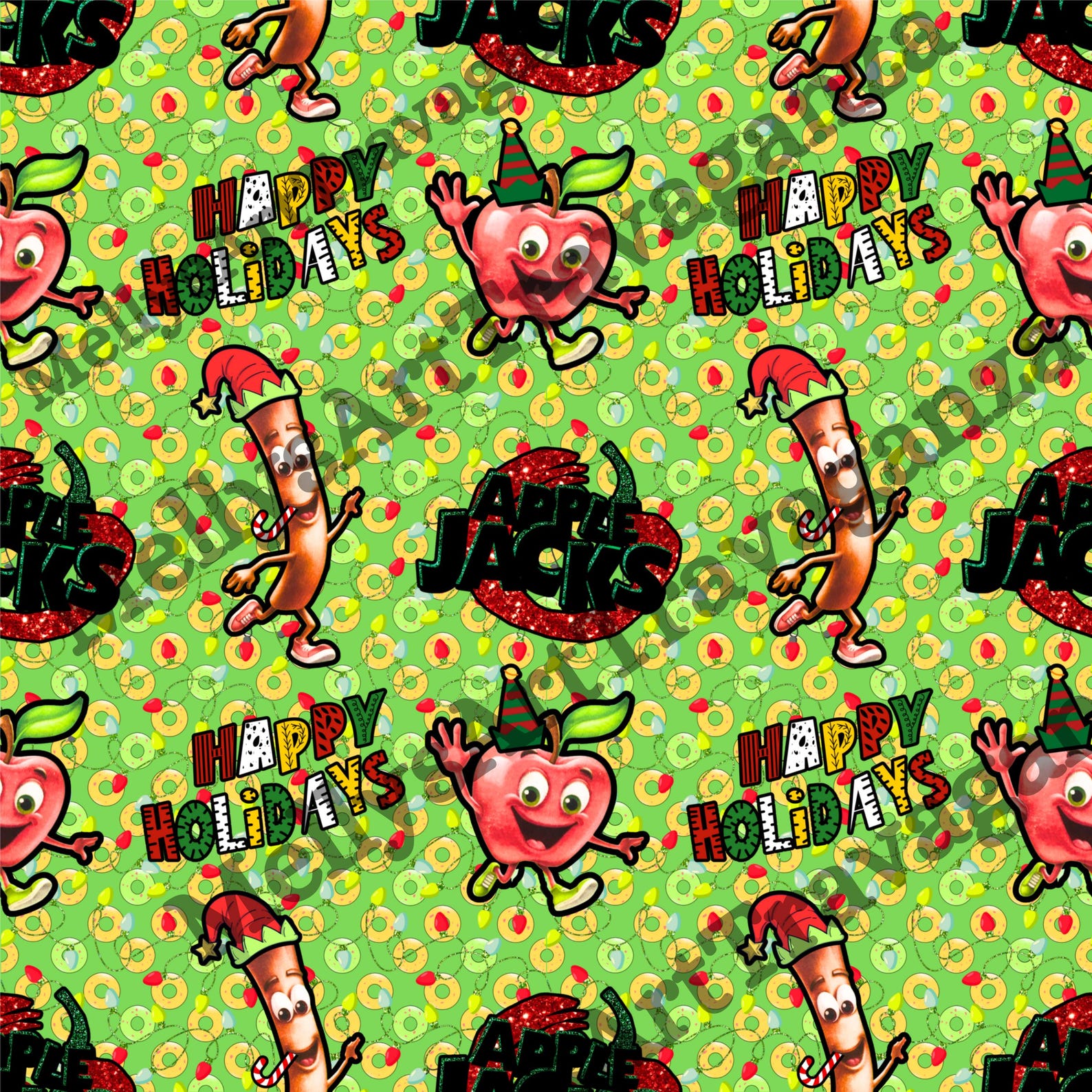 Apple Jacks Cereal Theme Mascots Holiday Seamless Christmas Surface ...