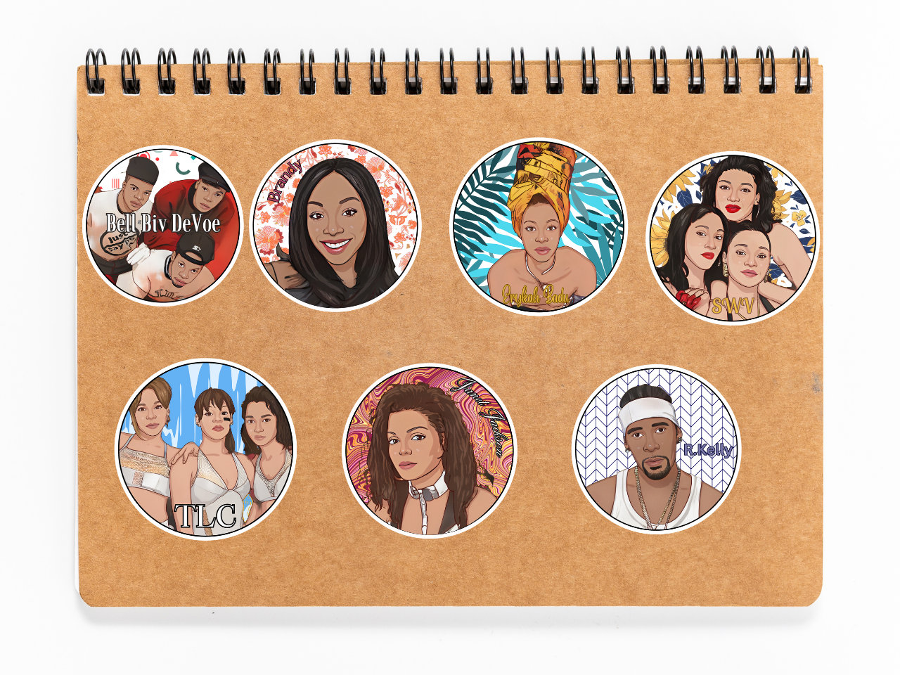 90's R&B Printable Sticker Set of Some of the Most Popular Artists From ...