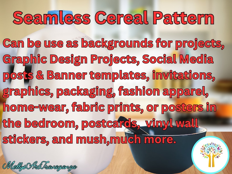 Printable Seamless Cereal Design Paper Pattern Digital Print INSTANT ...