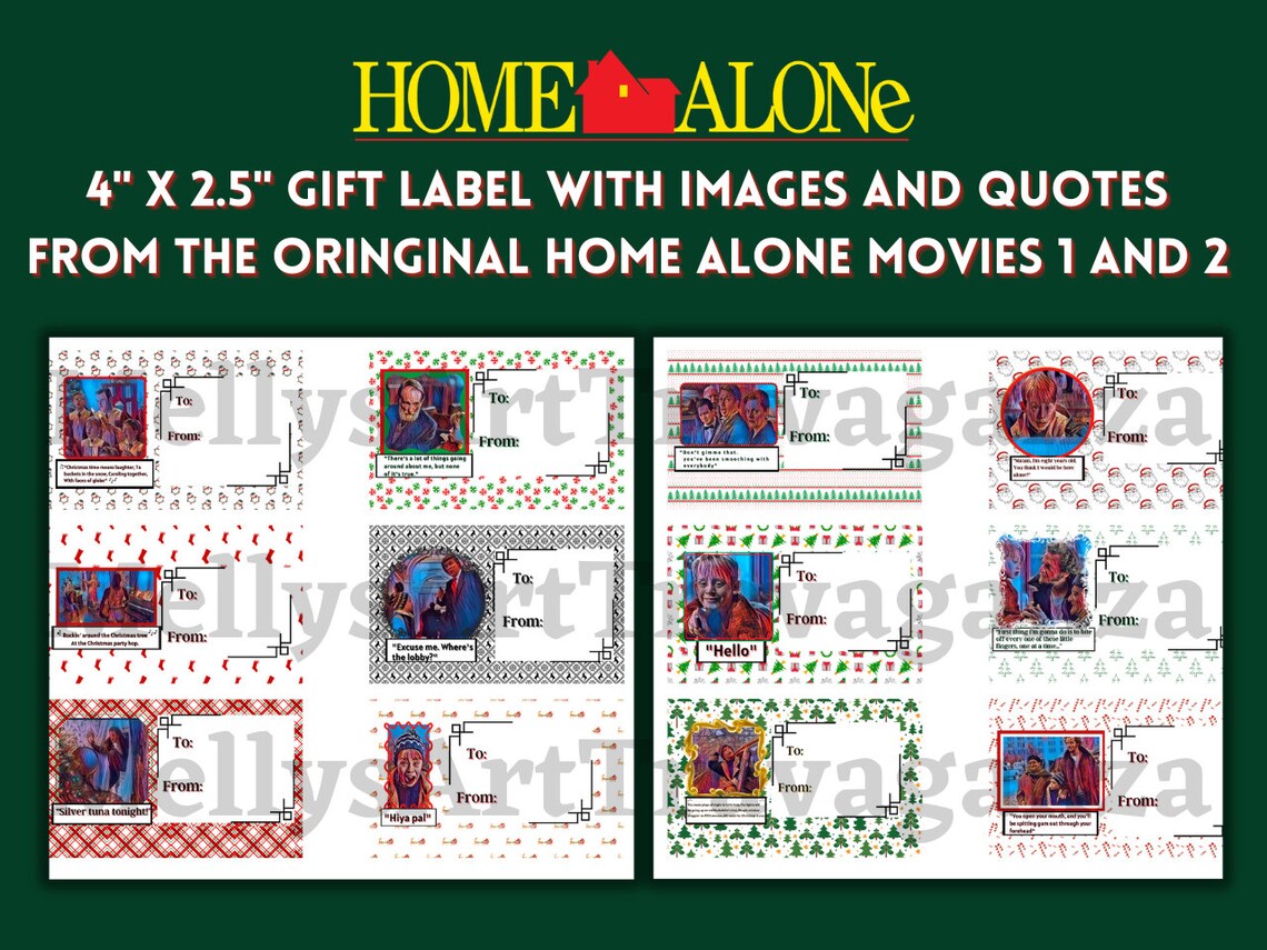 Home Alone Movie Christmas Printable Gift Labels 35 Gift Tags With 35 ...